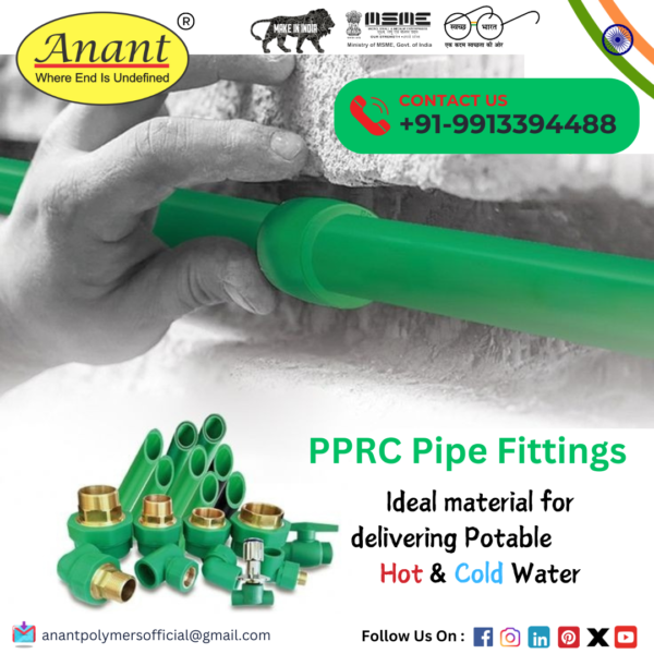 Supplier of PPRC Pipe Fittings in Ahmedabad - ANANT POLYMERS